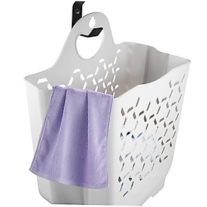 HOMOCONO Collapsible Laundry Basket Wall Laundry Hamper Folding Laundry Hamper Foldable Clothes Basket Wall Mounted Laundry Hamper Laundry Storage Basket Wall Mount Laundry Basket White Pp