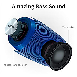 Bluetooth Speaker,MusiBaby Speakers,Outdoor, Portable,Waterproof,Wireless Speakers,Dual Pairing, Bluetooth 5.0,Loud Stereo,Booming Bass,1500 Mins Playtime for Home,Party（M68） (Blue)