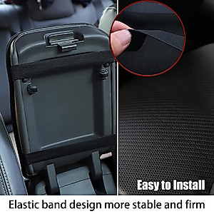 GKmow 1 PC Center Console Cover Leather Pad, 11.4"x7.4" Waterproof Armrest Seat Box Cover, Carbon Fiber PU Leather Car Armrest Cover Most Cars, Vehicles, SUVs (Black)