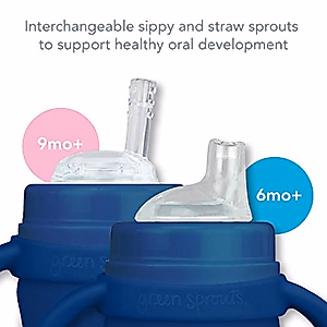 Green sprouts Sprout Ware Sip & Straw Cup made from Plants | Non-toxic Plant-based Plastic Transition Sippy Cup without BPA, BPS, BPF | Soft Silicone Spout and Straw | Easy-grip Handles