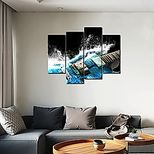 Guitar in Blue and Waves Looks Beautiful Wall Art Painting The Picture Print On Canvas Music Pictures for Home Decor Decoration Gift