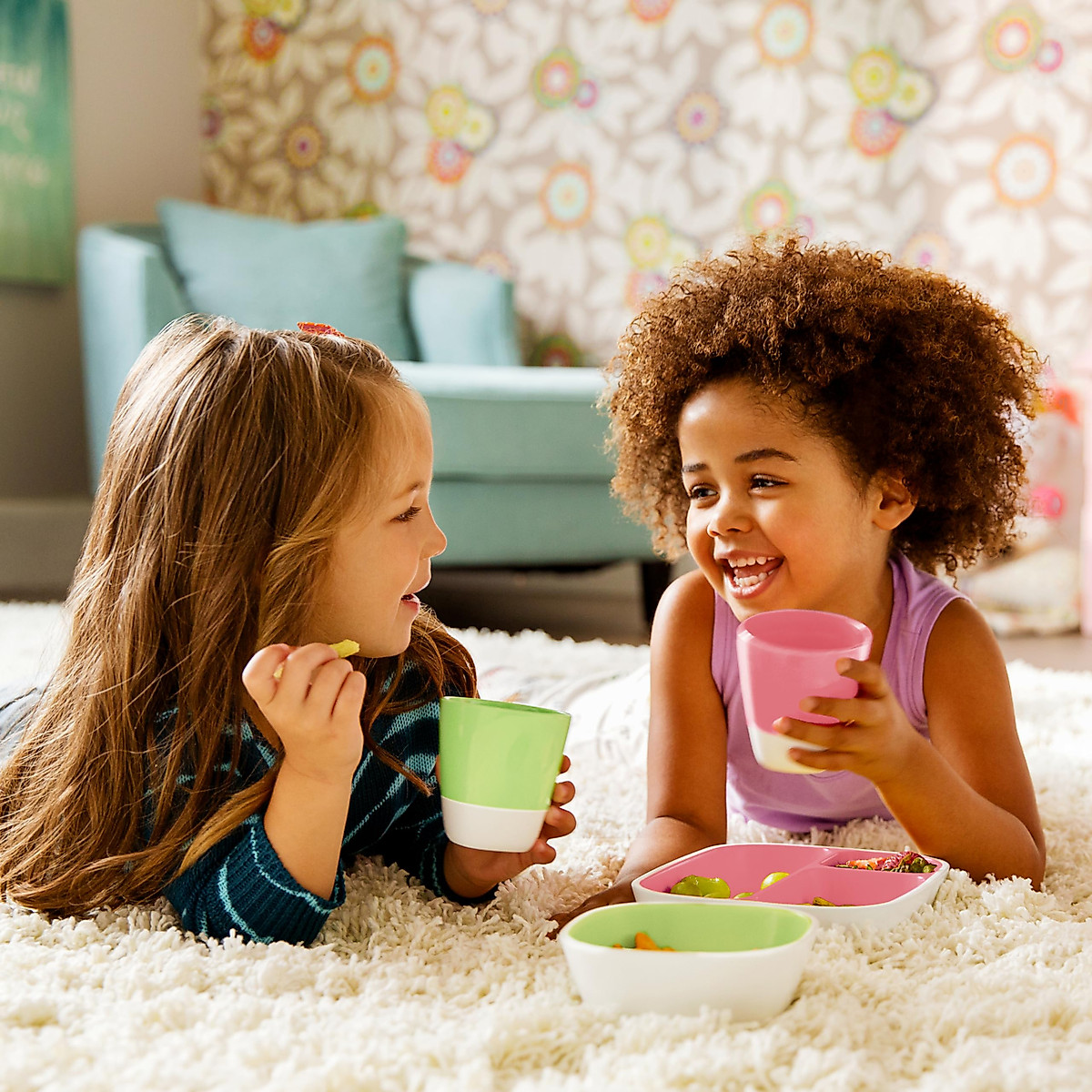 Munchkin® Splash™ 4 Piece Toddler Plates, Blue/Green