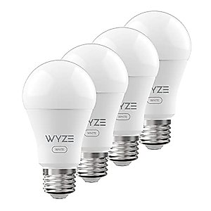 WYZE Bulb White, 800 Lumen, 90+CRI WiFi Tunable-White A19 Smart Light Bulb, Compatible with Alexa and Google Assistant, Four-Pack