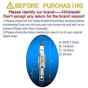HiVehicle V7401 Platinum Spark Plugs - Replacement of SP515 HT15 PZH14F Pack of 8, For Ford F-150 F-250 F-350 Explorer Mustang
