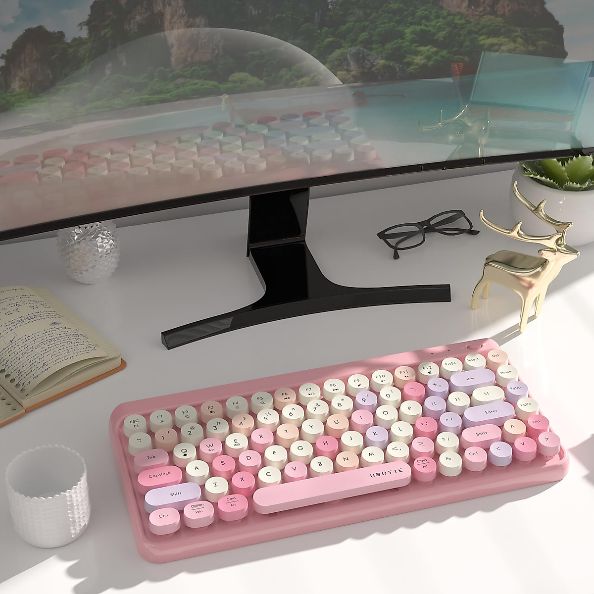 UBOTIE Colorful Wireless Bluetooth Mini Keyboard for PC & Phone