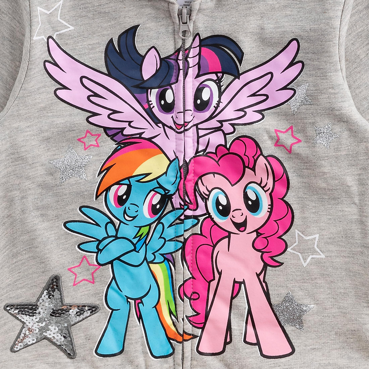 My Little Pony Rainbow Dash, Twilight Sparkle and Pinkie Pie Girls Zip Up Hoodie for Toddlers and Big Kids