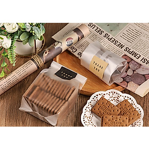 LOKQING 100 PCS Resealable Mylar Bags 4.9x7.9 Inches and 100 Pcs Translucent Plastic Cookie Bags with Stickers