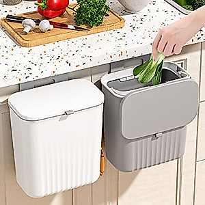 Hanging Kitchen Trash can with lid, Double-Sided Open lid Design, Kitchen Trash can, Kitchen Cabinet Door Hanging Wall Storage Bucket, Kitchen Compost bin, Door Hanging Mounted Trash can