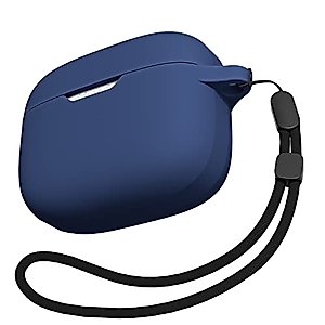 Oakxco JBL Tune 230NC TWS Case Silicone, Soft Rubber Gel Shockproof Hard Protective Cover with Nylon Lanyard, Slim Fit Thin Skin Sleeve Charging Case for Women Girl Cute, Midnight Blue