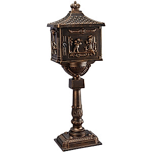 ZOTORUN Mailbox Rustproof Cast Aluminum Locking Security Post Mount Mail Box, Large, Bronze