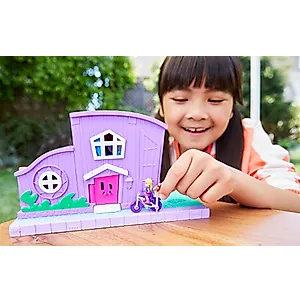 Polly Pocket Doll House with Micro Doll, Toy Bike & Furniture Accessories, Transforming Pollyville Pocket House Playset