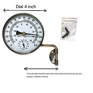 MEASURETOOL Brass Swivel Thermometer/Hygrometer, Weather thermometers Outdoor Thermometer/Analog Thermometer with Humidity (4inch)