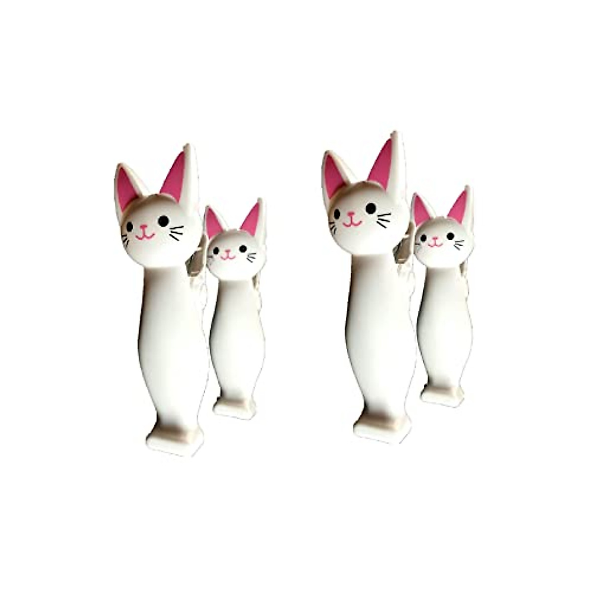 ﻿2 Set (4 Ct) White Cat Beach Towel Clips Jumbo Size for Beach Chair, Cruise Beach Patio, Pool Accessories for Chairs, Household Clip, Baby Stroller