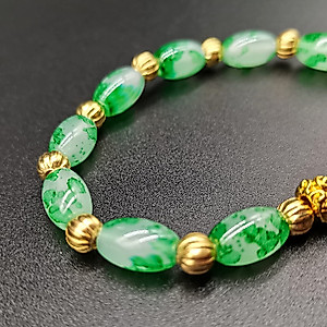 Homelavie Feng Shui Pixiu Bracelet Amulet Dragon Natural Stone Beads Bracelet Attract Wealth Money and Good Luck(Green) (Lucky)