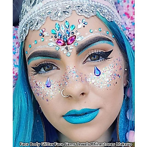 Go Ho 423 Pieces Self Adhesive Face/Hair Gems Rhinestones,Eye Gems Diamonds Crystals Hair Jewels Stick on,Face Jewels Singer Concerts Festival Rave Accessories,Nails Rhinestones