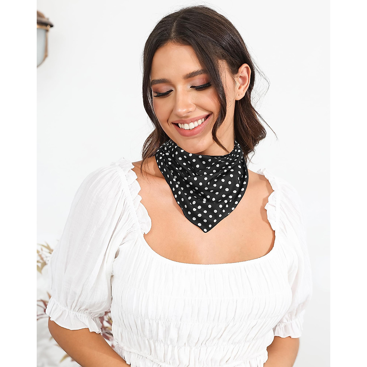 AWAYTR 3Pcs Hair Bandanas Head Kerchief for Women Girls Tie-Back Boho Hair Scarf Headband Bandana Triangle Head Scarf (Polka Dot - Red/Black/Dark Blue)