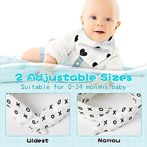 Zainpe 8Pcs Muslin Baby Bibs Love Heart Tree Snowflake Bandana Bib Soft Absorbent Infant Burp Cloths Adjustable Snap Saliva Towels for Boys Grils Toddler Newborns Drooling Feeding Teething 0-24 Months