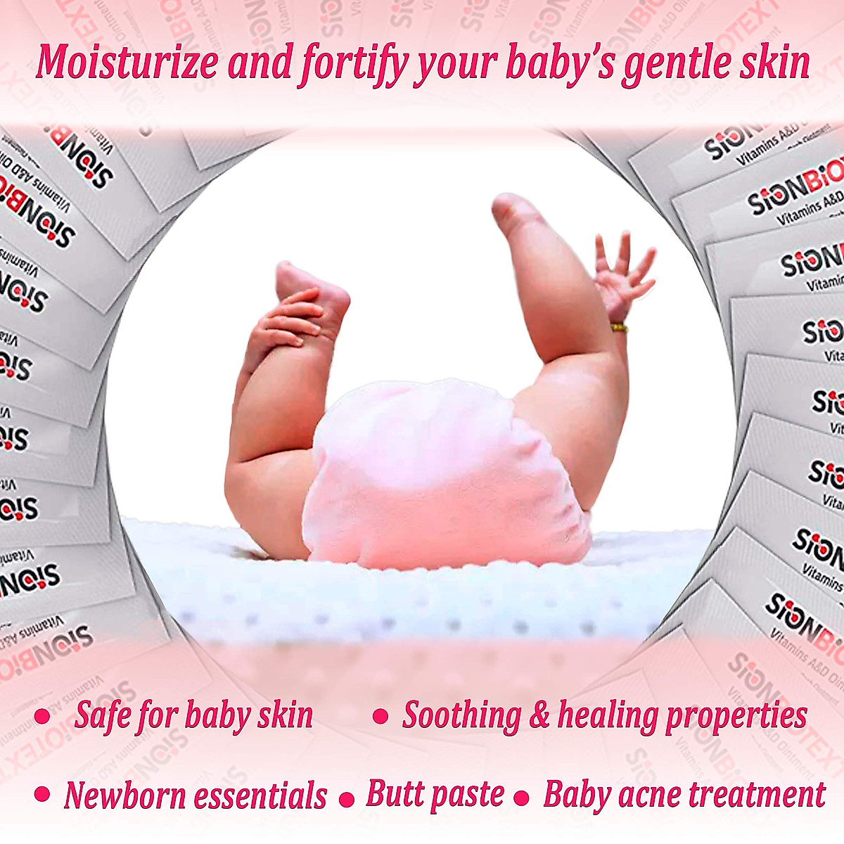 A and D Ointment By Sion Biotext Baby Diaper Rash Vitamin A + D Original Healing Cream Medical Moisturizer Intensive Therapy For Dry & Irritated Skin, Cuts, Burns Soothing Baby Care 144 packets