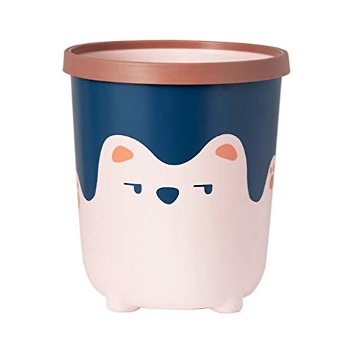 Hemoton Trash Can Plastic Garbage Can Cute Round Wastebasket Trash Bin Waste Container for Home Kitchen Bathroom Office Pink Blue