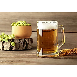 KooK Glass Beer Mugs Set, With Handles, Large Drinking Cups for Tea, Coffee, Root Beer Floats, Dishwasher and Freezer Safe, Clear and Durable, 22 oz, Set of 2