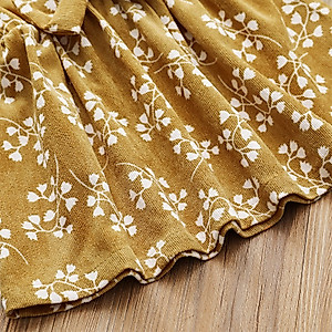 Newborn Baby Girl Fall Winter Corduroy Dress Ruffle Long Sleeve Floral Dresses Infant Flower Clothes (Brown, 0-3 Months)