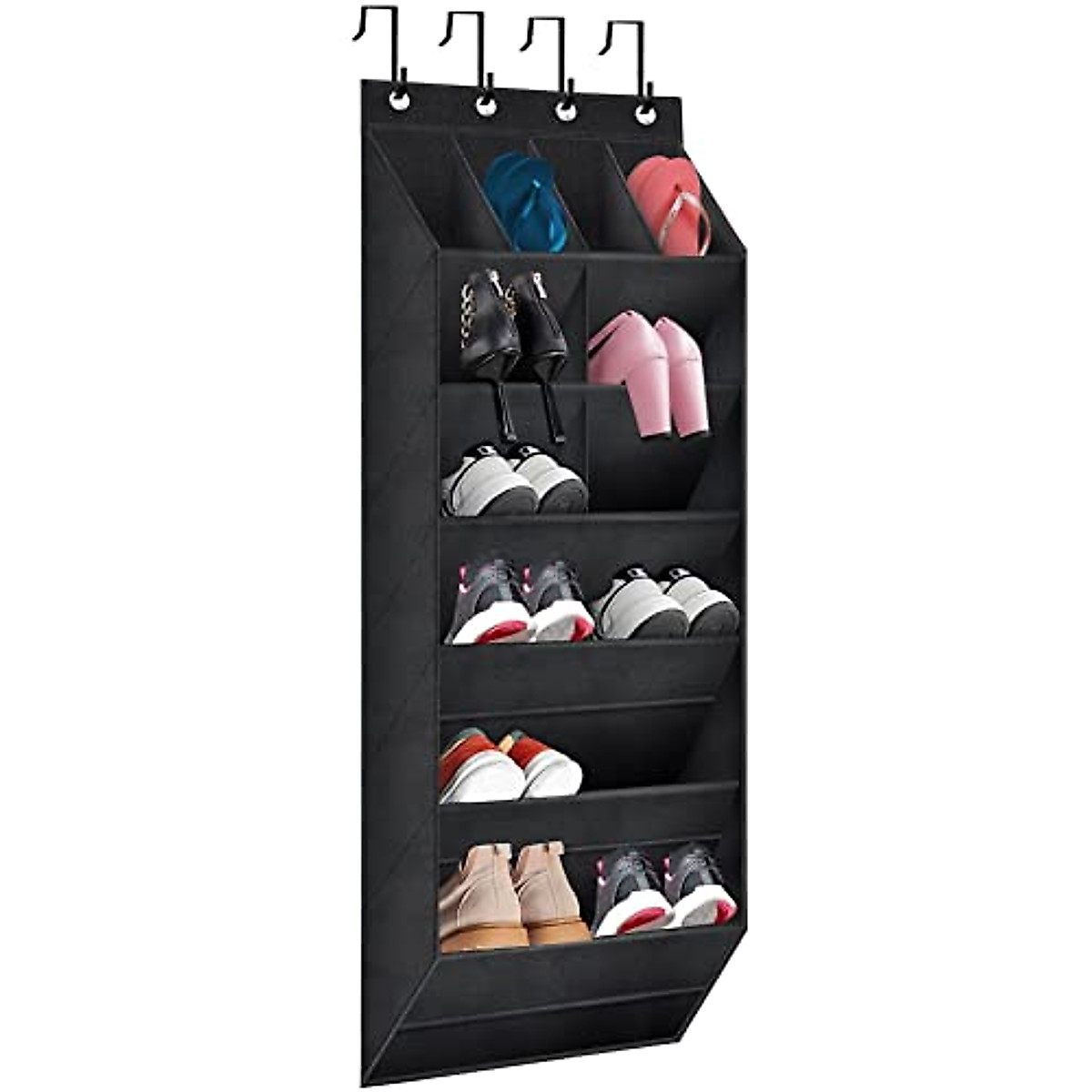 TIOYOTY Over The Door Shoe Organizer and 4 Pack Over The Door Hooks