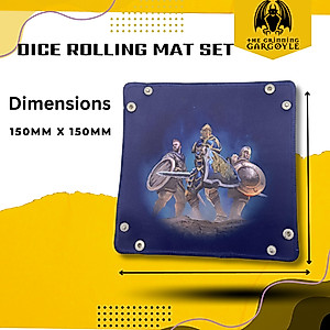 Grinning Gargoyle - 4X Fantasy RPG Character Dice Tray Set - Collapsible Dice Rolling Tray - Dice Trays for Polyhedral Die - DND Roleplaying Game Pads- Wizard Fighter Cleric Rogue - Portable Pad Gift