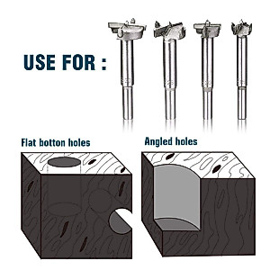 Forstner Drill Bit Sets,16 Pcs Tungsten High Speed Steel Wood Working Hole Cutter Titanium Coated Wood Boring Hole Drilling Sets with Round Shank 19/32"-1-3/8"(15mm-35mm) by TLHOME