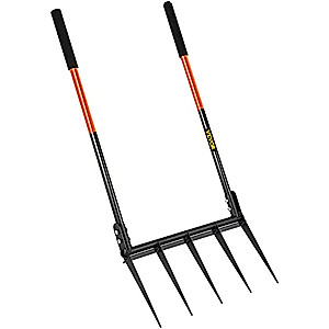 VEVOR Broad Fork Tool, 5 Tines 20 in Wide, Garden Tool with Fiberglass Handle for Gardening and Cultivating, Aerate Clay Soil for Farm
