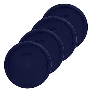 Pyrex Blue Round Storage Lid Cover fits 6 & 7 cup Round Dishes 4 Pack # 7402-PC