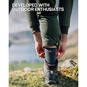 DANISH ENURANCE Premium Outdoor Hiking Socks, Merino Wool, Men & Women, 2 Pack, Light Grey, Large