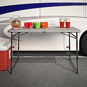 COSCO 4 ft. Fold-in-Half Portable Utility Table, Gray, Indoor/Outdoor, for Crafting, Tailgating, & Camping