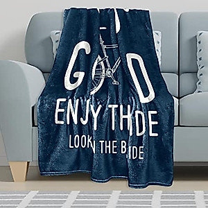 Plush Blanket Throw Blanket Warm Cozy Soft Microfiber Blankets, Bicycle Life is Good