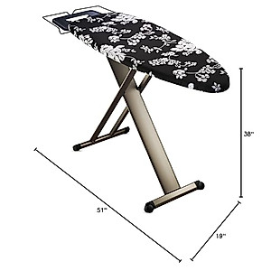 Bartnelli Pro Luxury Ironing Board - Extra Wide 51x19” with Heavy Duty Steam Iron Rest, and Wheels for Easy Storage, Adjustable Height, T-Leg, Foldable, European Made