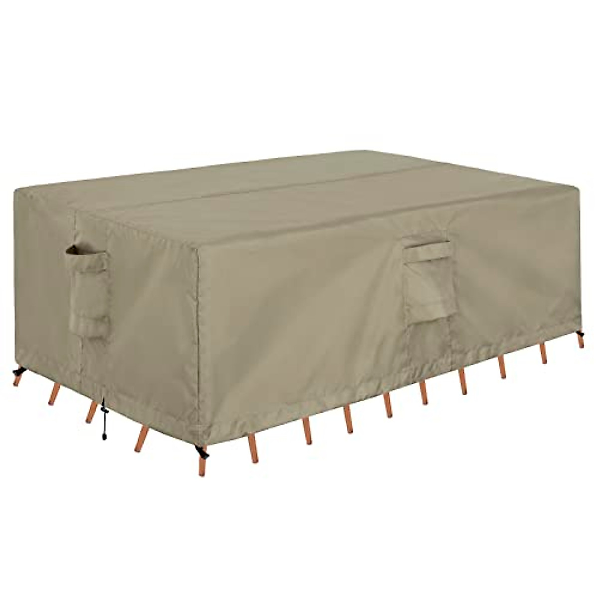 OutdoorLines Outdoor Waterproof Patio Table Furniture Set Covers - Rectangle Couch Sectional Cover Outside Weatherproof Patio Furniture Covering for Deck, Lawn and Backyard 74"L x 47"W x 28"H, Camel