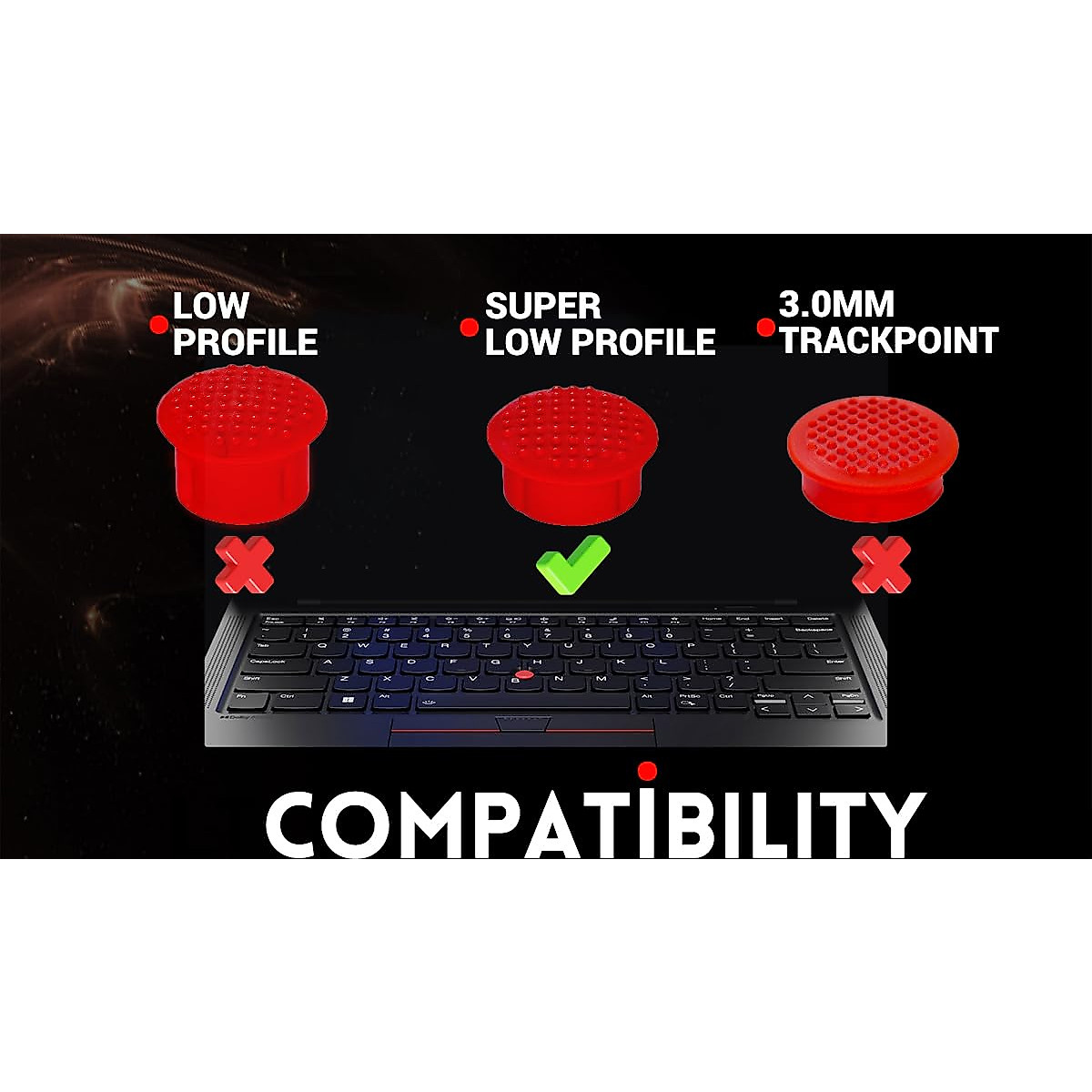 LeFix 3 x Replacements for Super Low Profile Trackpoint Lenovo Thinkpad X1 Carbon 4th 5th 6th Gen|X1 Yoga 1st 2nd 3rd Gen,X13 Yoga Gen 1|X395,X390,X280|X13 AMD Gen 1,X1 Extreme Gen 2,X1 Extreme|