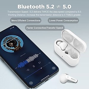 Wireless Earbuds, Active Noise Cancelling Earbuds with Bluetooth 5.2 - Portable Charging Case - Microphone, 8H Active Noise Reduction, Bluetooth Earbuds with Clear Call Game Mode Voice Assistance
