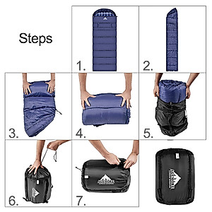 AGEMORE Cotton Flannel Sleeping Bag XL for Camping, Envelope Sleeping Bags for Adults 91"X35", Great for 3-4 Season Traveling, Hiking & Outdoor Activities, Waterproof Comfort with Compression Sack