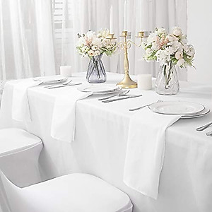 Ascoza 25pcs Polyester Cloth Napkins - 20 x 20 inch White Dinner Washable Napkins with Hemmed Edges for Restaurant/Wedding/Hotel(25,White)