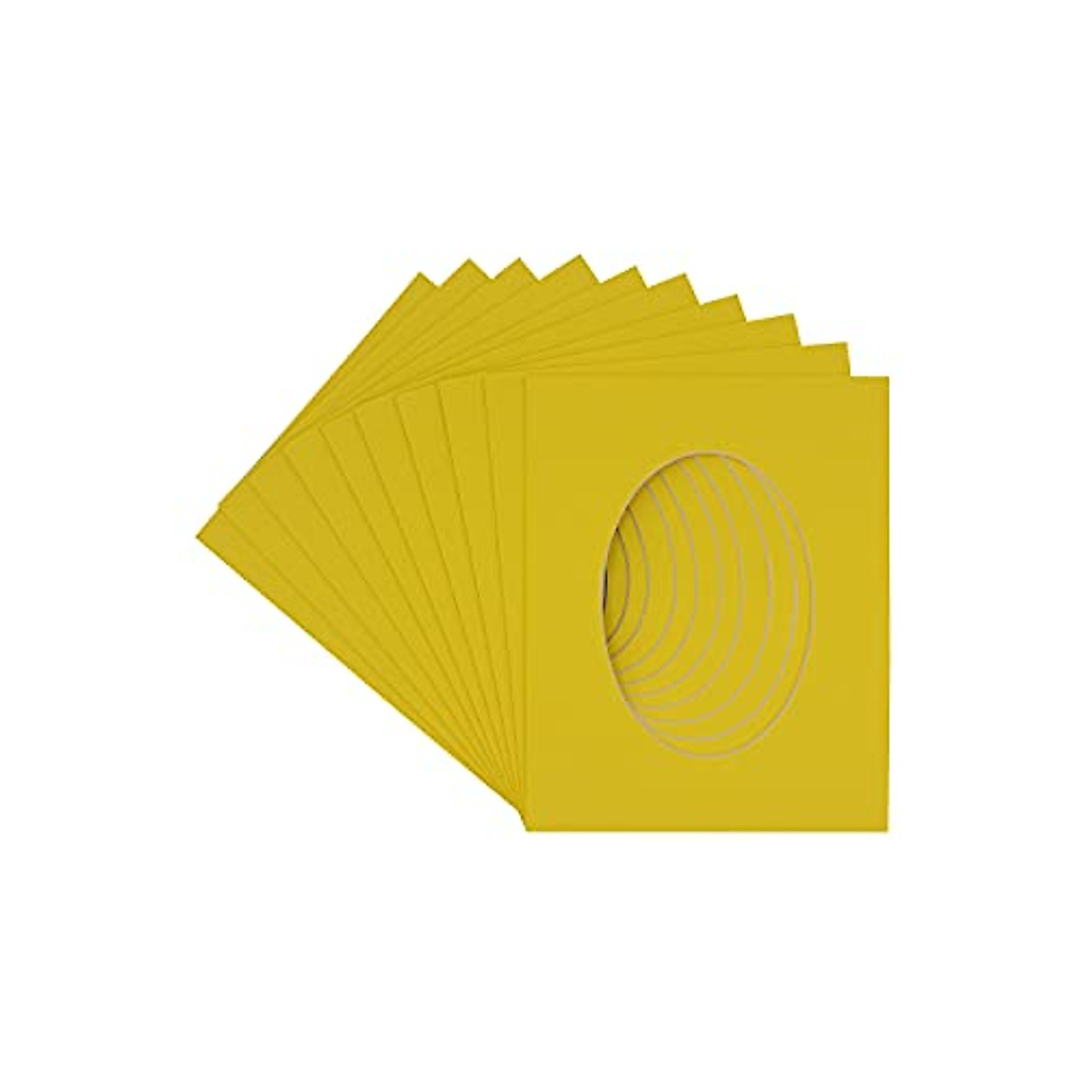CountryArtHouse Yellow Acid Free 16x24 Oval Picture Frame Mat with White Core Bevel Cut for 12x21 Pictures - Fits 16x24 Frame - Pack of 10 Matboards