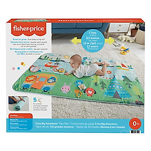 Fisher-Price Extra Big Adventures Play Mat, 60-inch Long Activity mat with Toys for Newborns and Infants