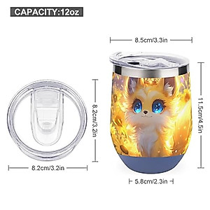Foxes Insulated Tumbler with Lid Stainless Steel Coffee Mug Cute Wine Tea Water Cup Blue-style