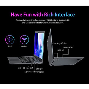 WAKST 14.1'' Windows 11 Laptop , Intel Celeron N3350 , 1920x1080 FHD IPS Display, Ultra Slim Notebook PC, with 4GB RAM BT4.2, Work Study Computer