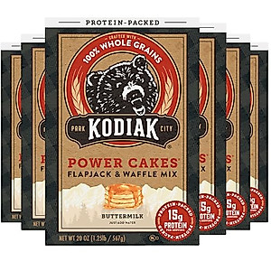 Kodiak Cakes Protein Pancake Power Cakes, Flapjack and Waffle Baking Mix, Buttermilk, 20 Oz, (Pack of 6)