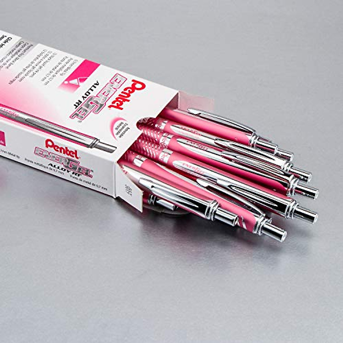 Pentel 0.7 mm Tip EnerGel Sterling Black Ink Pen - Pink (Pack of 12)