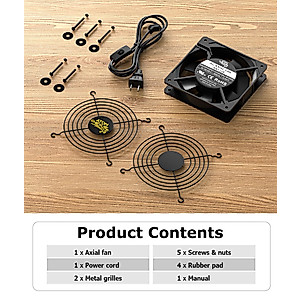 ATOM NEXUS AC Axial Fan AN1225, 120V Computer Fan with AC Plug, Quiet Muffin Fan, 120mm x 25mm Computer Cooling Fan for DIY Cooling Ventilation Exhaust Projects