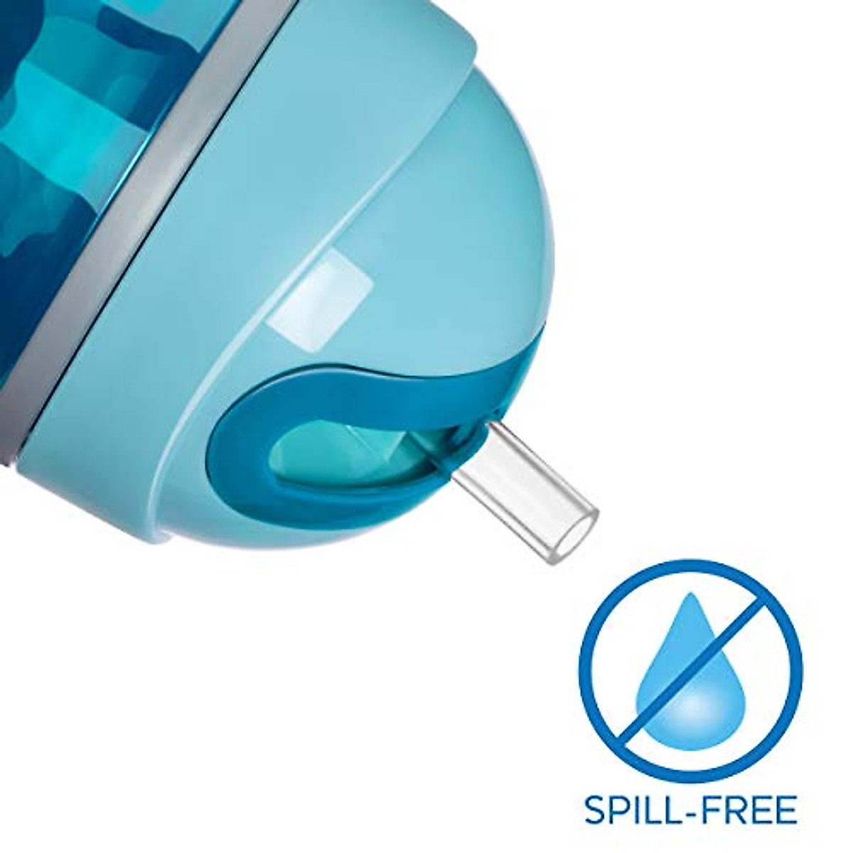 Chicco Insulated Flip-Top Straw Spill Free Baby Sippy Cup, 12 Months+, Blue/Teal, 9 Ounce (Pack of 2)