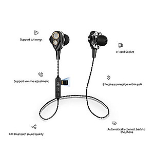 Bluetooth Wireless in-Ear Neckband Headset, with TF MP3 Flash Memory Card SD Card Stereo Earbuds Headphone Bluetooth 4.1 in Ear Headphones Sport Earpiece Earphone