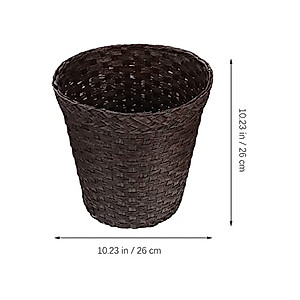 Cabilock Garbage can Paper Wastebasket Rattan Woven Storage Baskets Round Wicker Trash Can Handwoven Waste Paper Bin Rattan Rubbish Bin for Bedroom Home Office Coffee Waste Basket