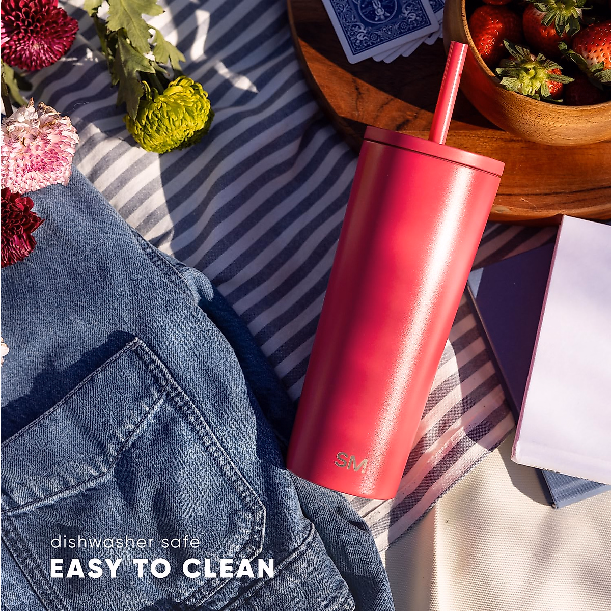 Simple Modern Insulated Tumbler with Lid and Straw | Iced Coffee Cup Reusable Stainless Steel Water Bottle Travel Mug | Spring Break Gifts For Her & Him | Classic Collection | 24oz | Midnight Black